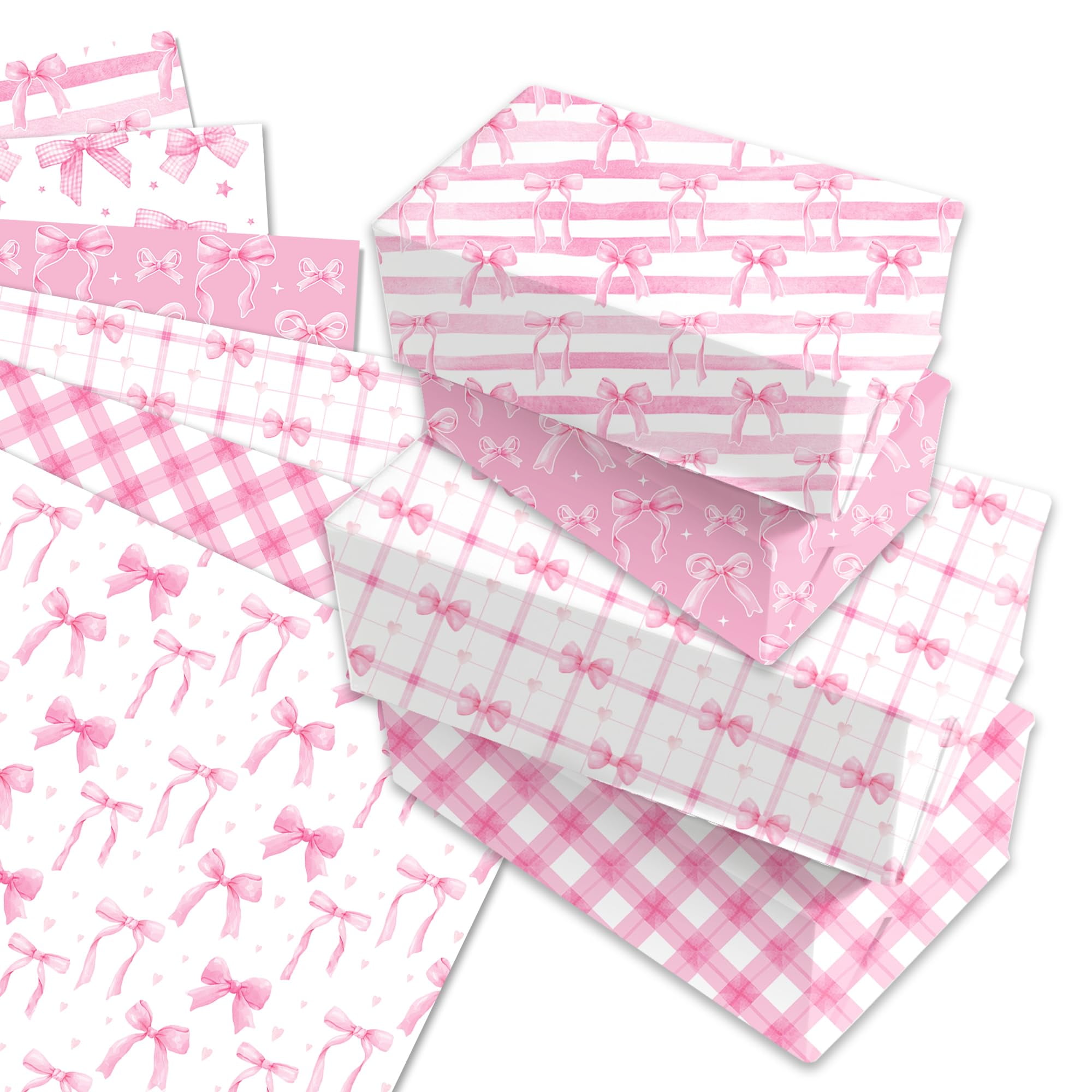 BHNACIER 12 Sheets Pink Bow Wrapping AIS1 Paper Set 20'' x 27'' Pink ...