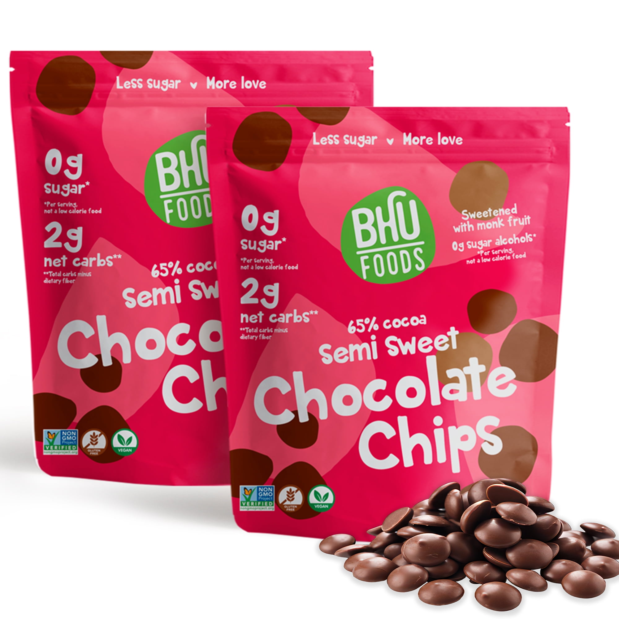 BHU Foods Keto Chocolate Chips - Sugar Free Semi Sweet Chocolate Chips ...