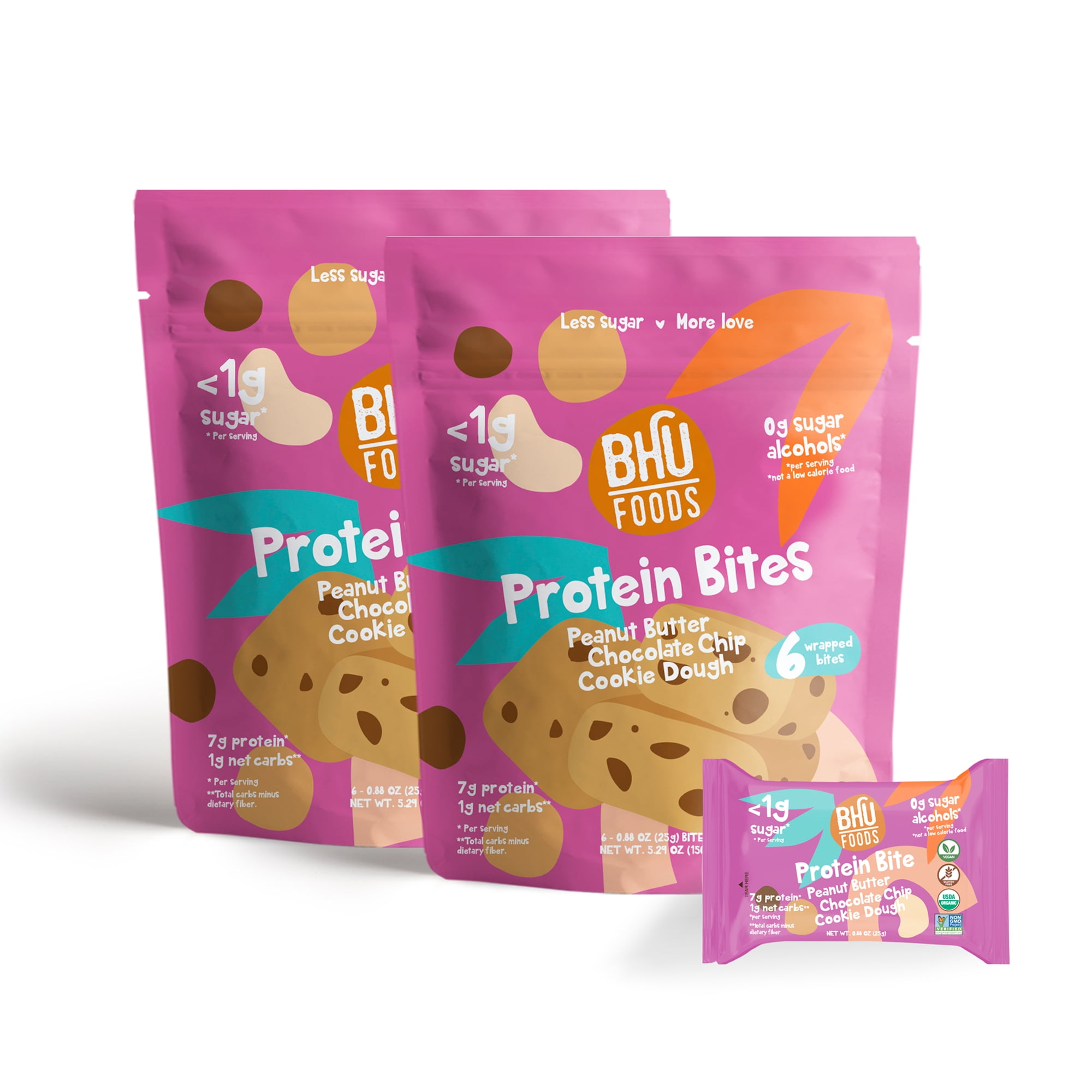 BHU Foods Protein Bites, Peanut Butter Chocolate Chip Cookie Dough, 2 ...