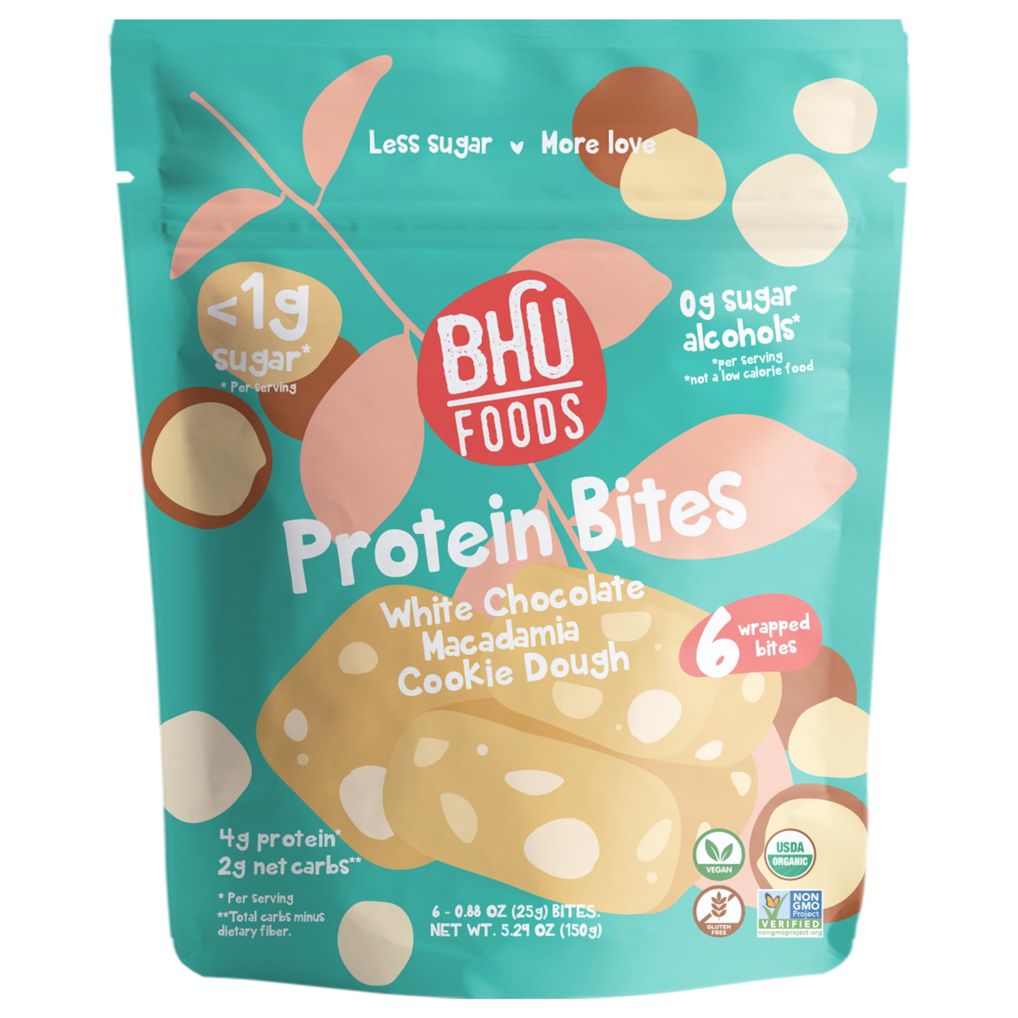BHU Foods Protein Bites, White Chocolate Macadamia Chip Cookie Dough, 1 ...