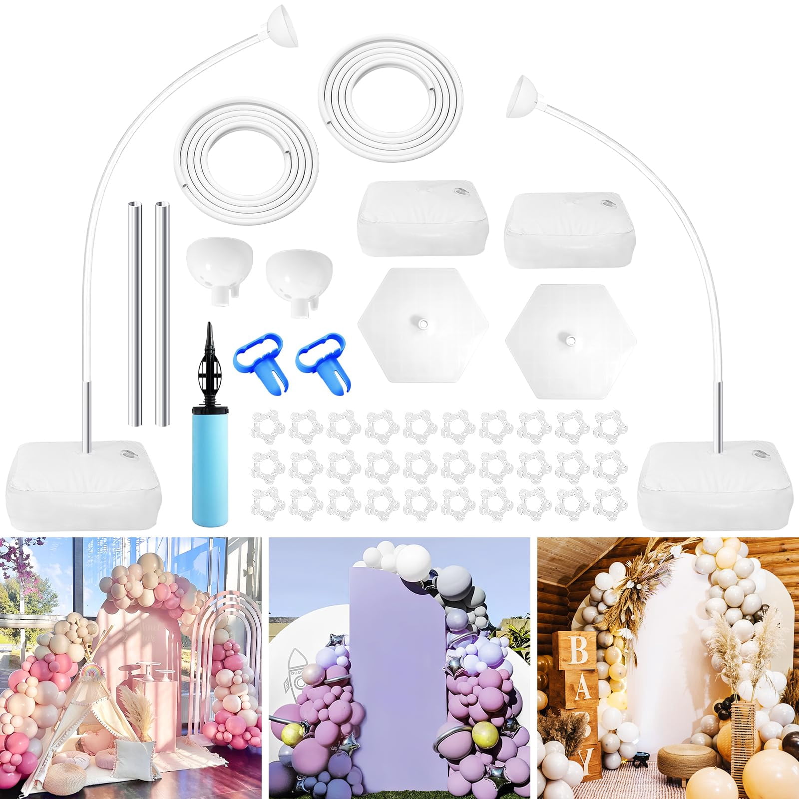 BHUCUTU Balloon Arch Stand Kit with Base 8.2 Feet and 5 Feet Free ...