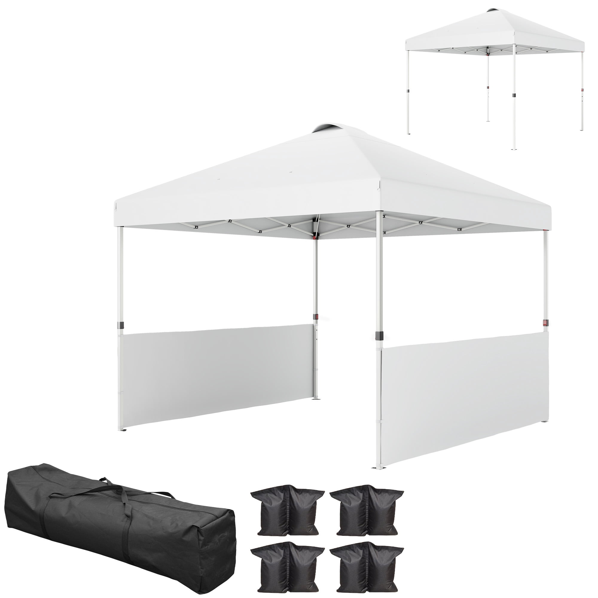 BHUIK 10x10 Pop Up Canopy Tent with 2 Half Sidewalls, Portable Outdoor ...