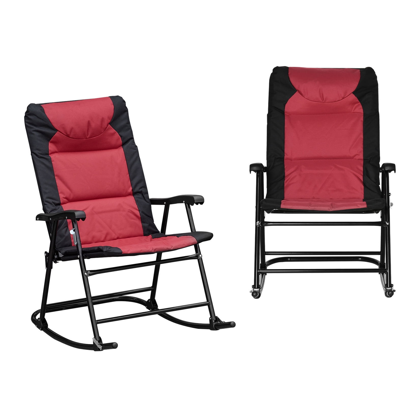 BHUIK 2-Piece Folding Outdoor Rocking Chair Set, Portable Padded Patio ...
