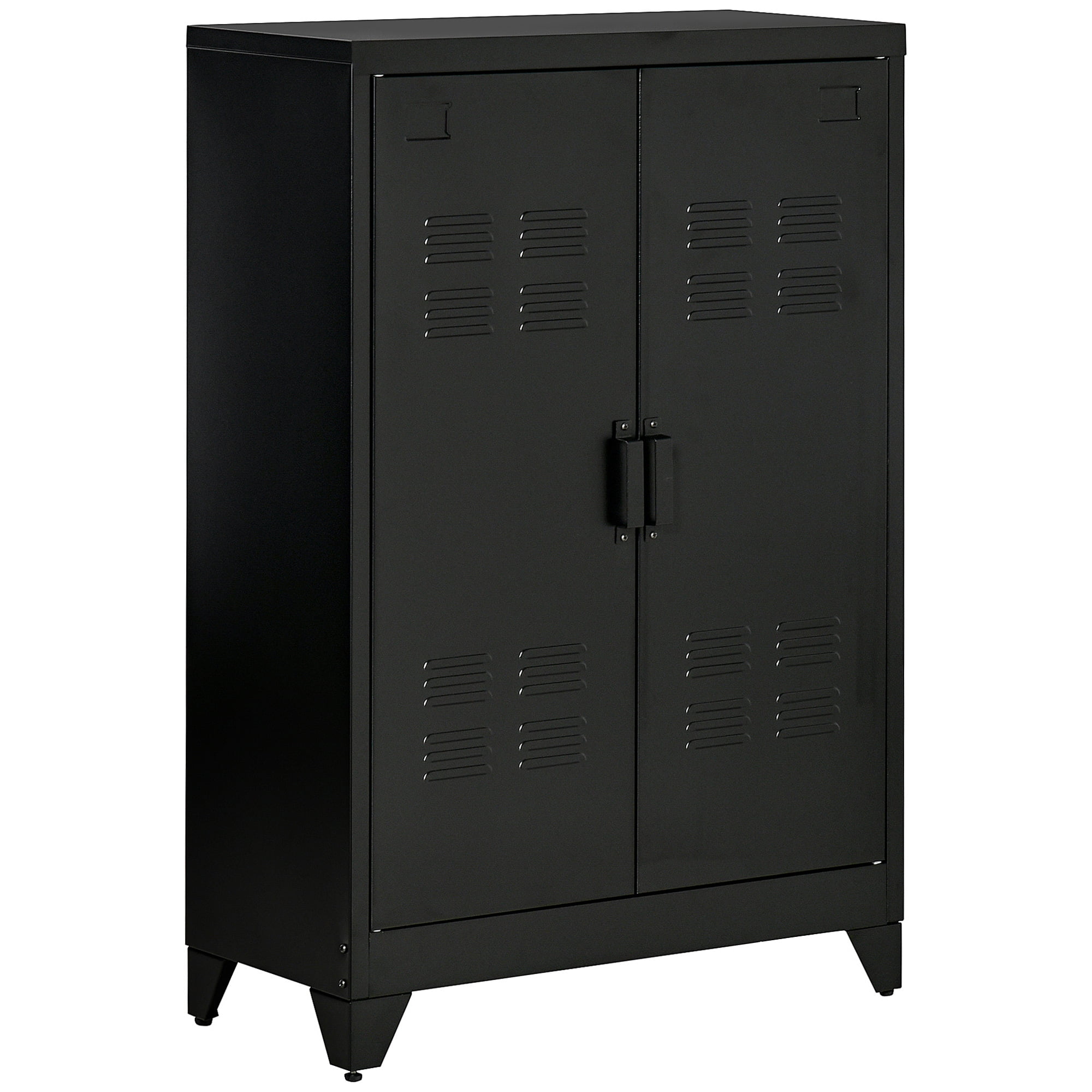 BHUIK 2-Tier Steel Storage Cabinet with Double Louvered Doors, Metal ...