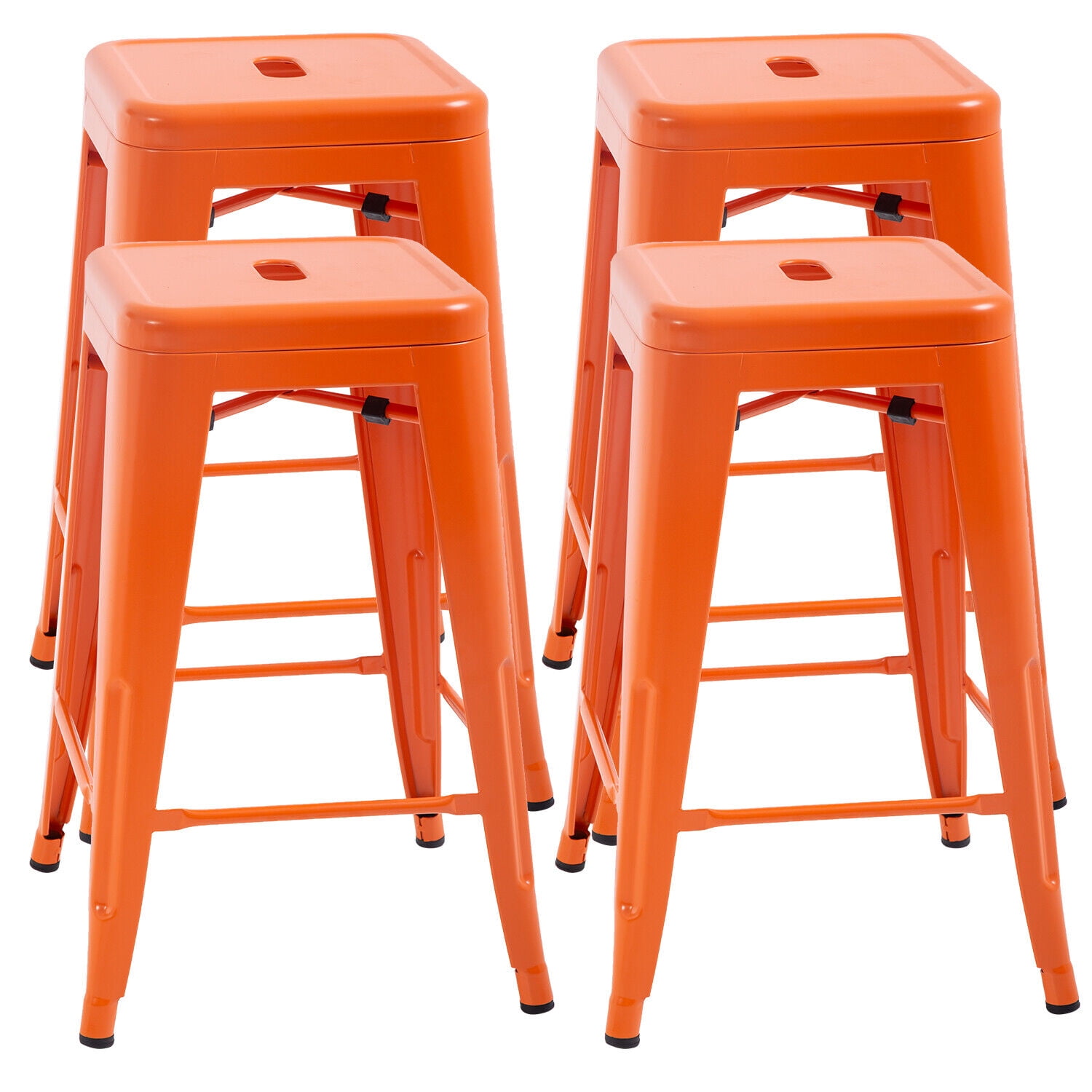 BHUIK 24" Metal Bar Stools Set of 4, Stackable Counter Height Chairs ...