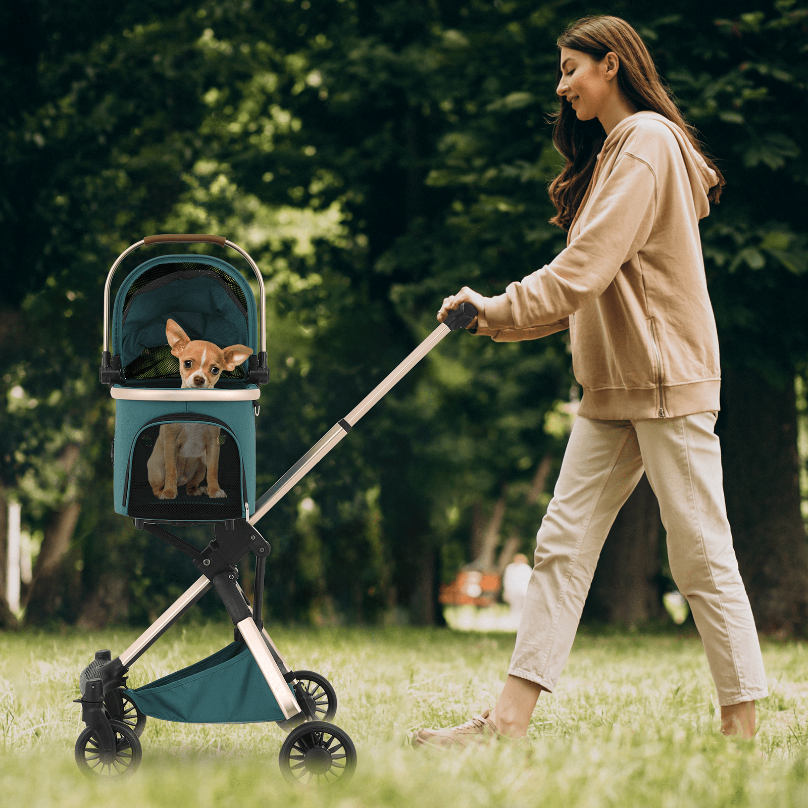 BHUIK 3-in-1 Foldable Pet Stroller with Detachable Carrier, 4-Wheel Dog ...