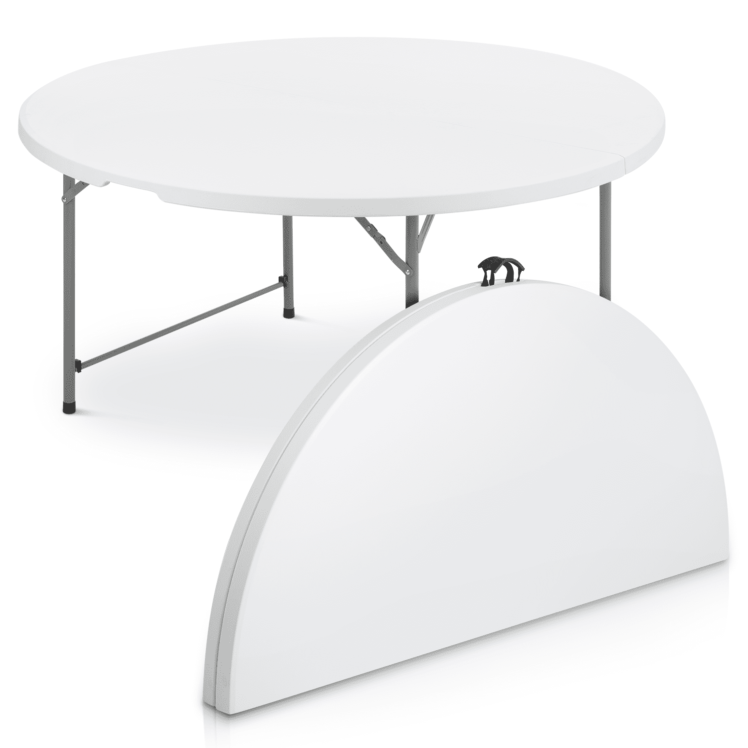 BHUIK 48-66" Foldable Round Plastic Dining Table, Portable Indoor ...