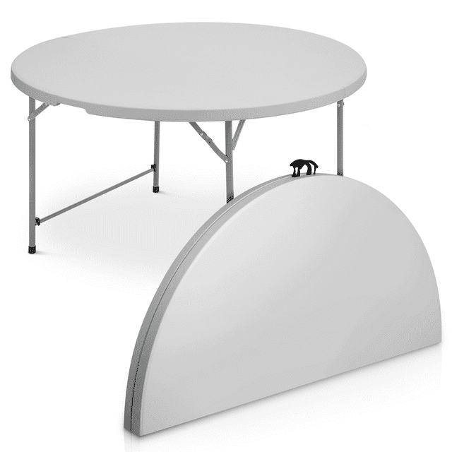BHUIK 48-66" Foldable Round Plastic Dining Table, Portable Indoor ...