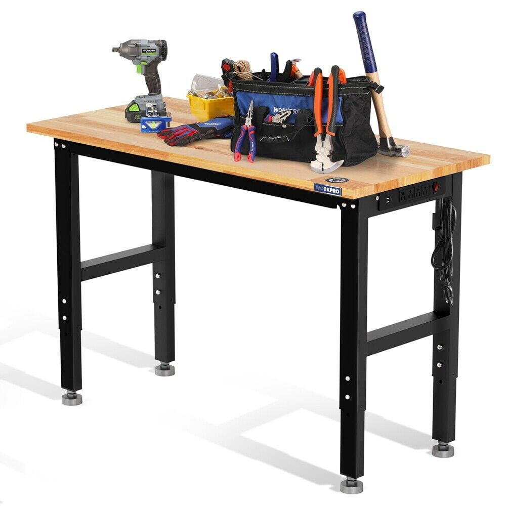 BHUIK 48" Adjustable Height Workbench, Heavy-Duty Work Table with ...