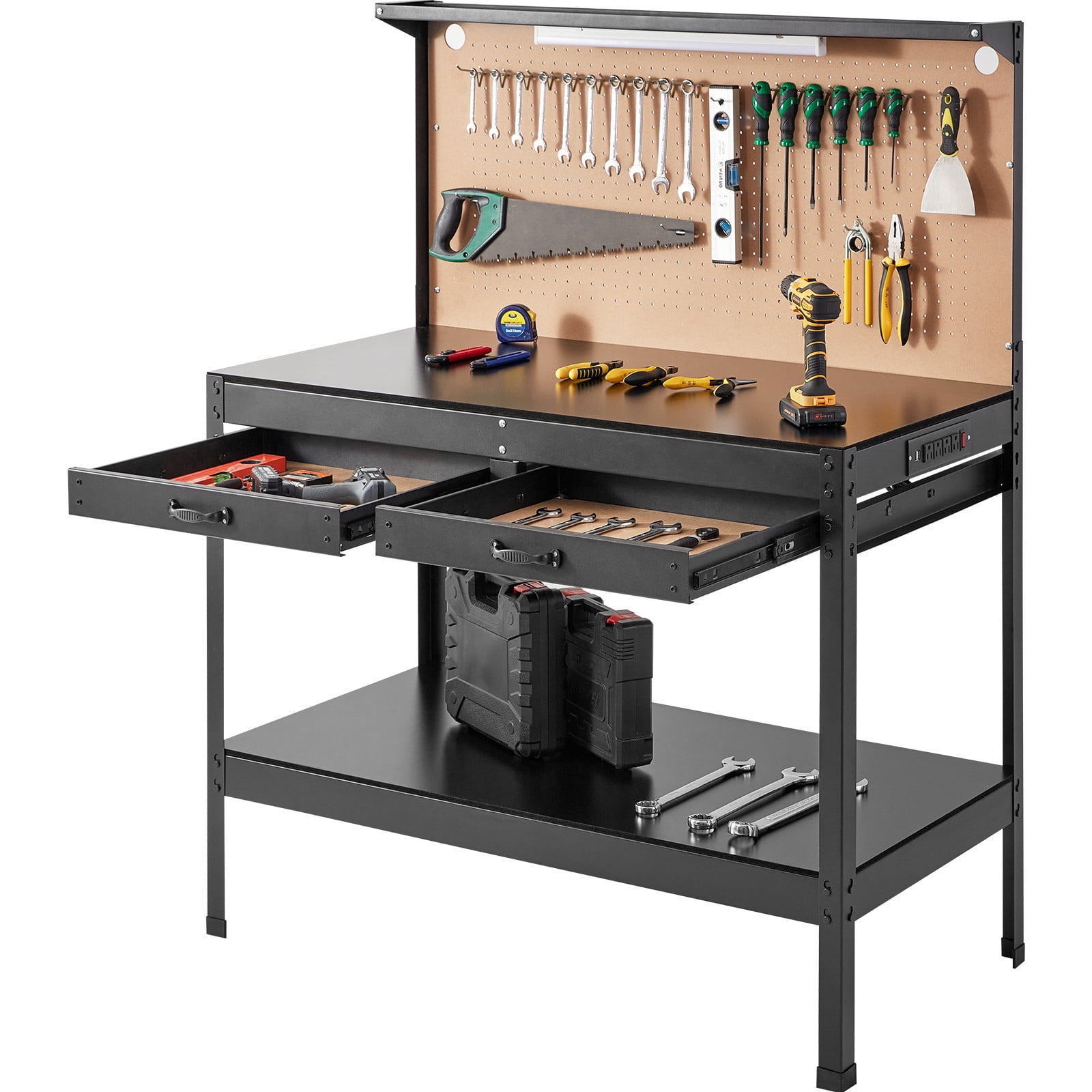 BHUIK 48"x24" Multifunctional Workbench with Pegboard & Power Outlets ...