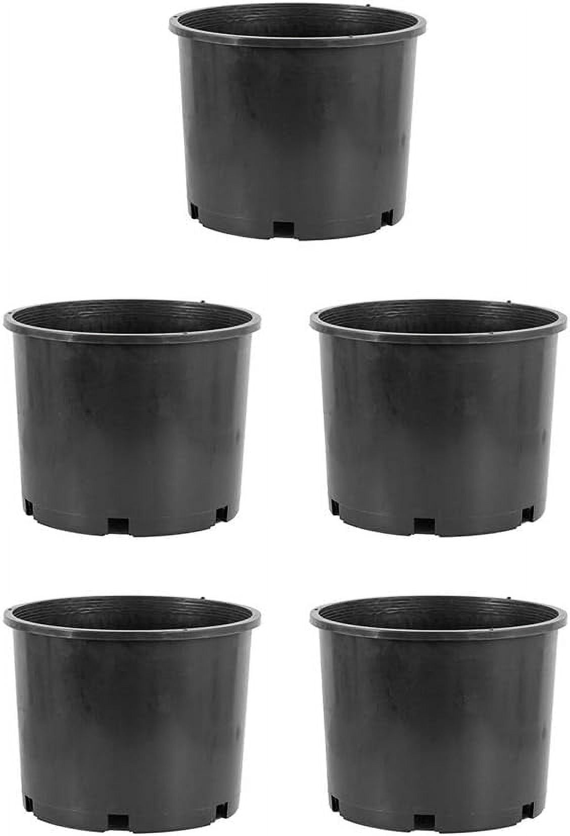 BHUIK 5 Gallon Plastic Nursery Pots – Set of 5 Wide Rim Round Plant ...