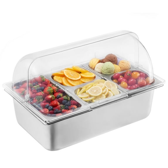 BHUIK 5-Pan Countertop Food Serving Display Container with Lid ...