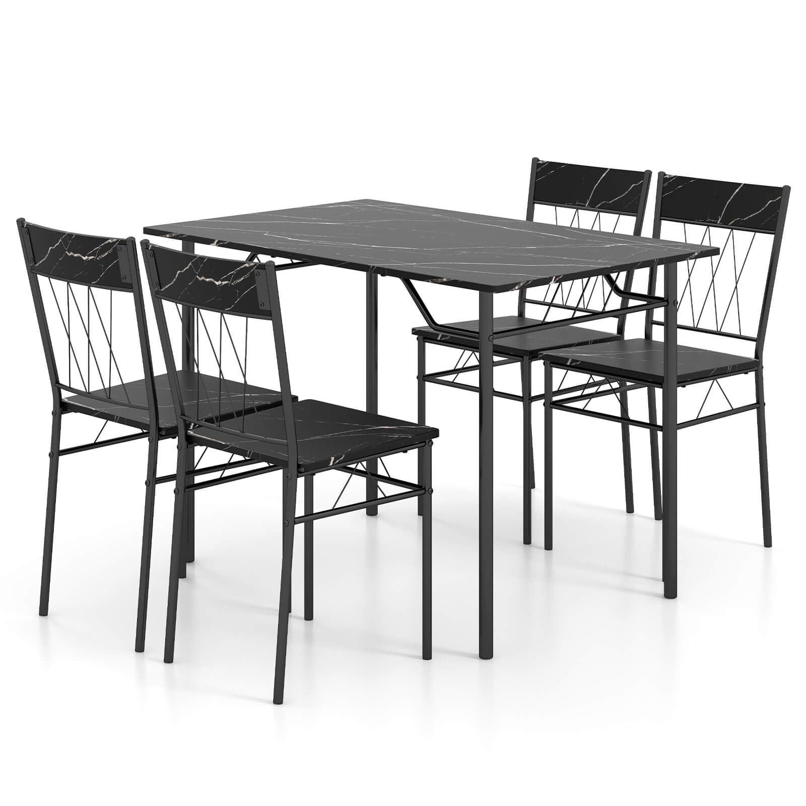 BHUIK 5PCS Dining Table Set for 4 with Rectangular Table & 4 Ergonomic ...
