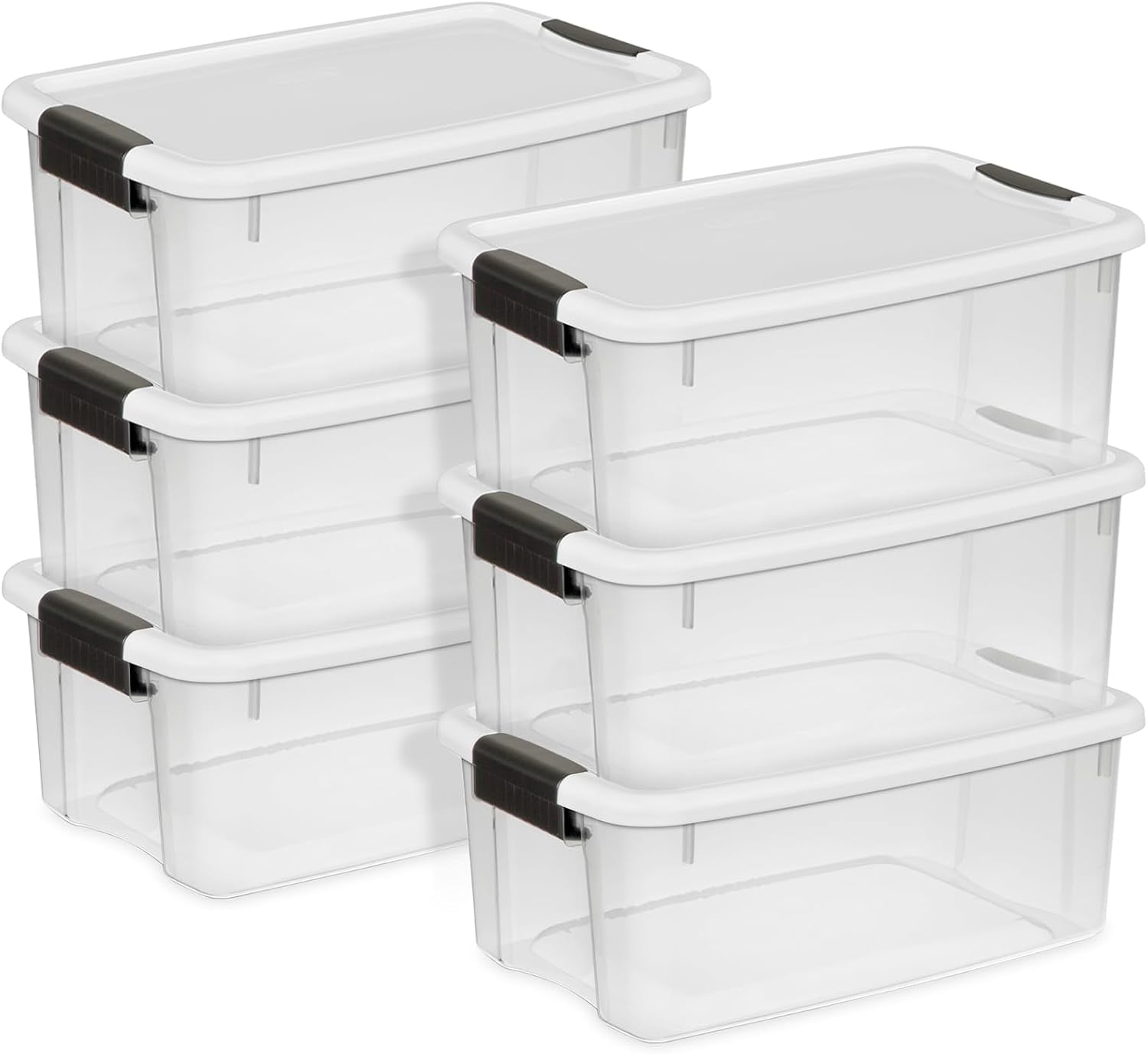BHUIK 6-Pack Latching Box, Clear Plastic Storage Bins with Lids – 18 ...