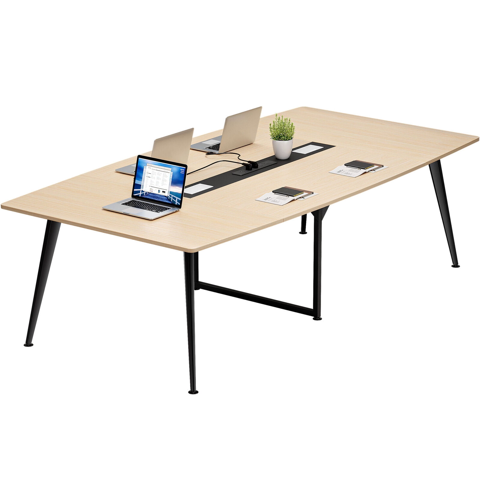 BHUIK 8FT Rectangular Conference Table with Power Outlets & Cable ...