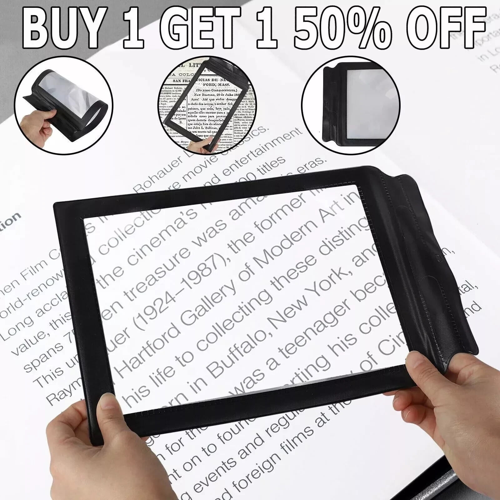 BHUIK A4 Full Page Magnifier Sheet, 3X Magnifying Reading Aid Lens with ...