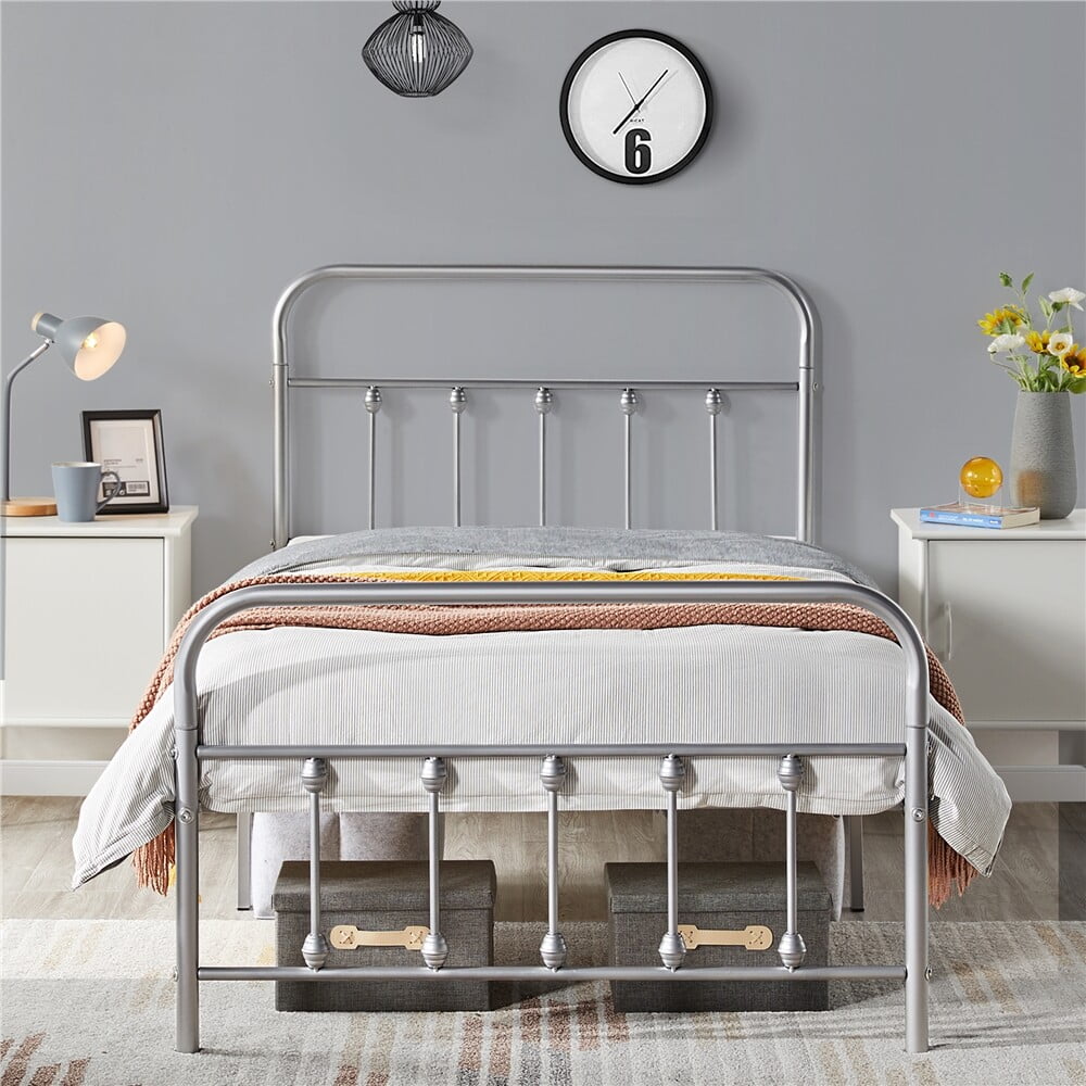 BHUIK Classic Metal Bed Frame with Headboard and Footboard, Iron ...