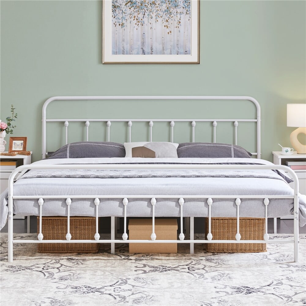 BHUIK Classic Metal Bed Frame with Headboard and Footboard, Iron ...