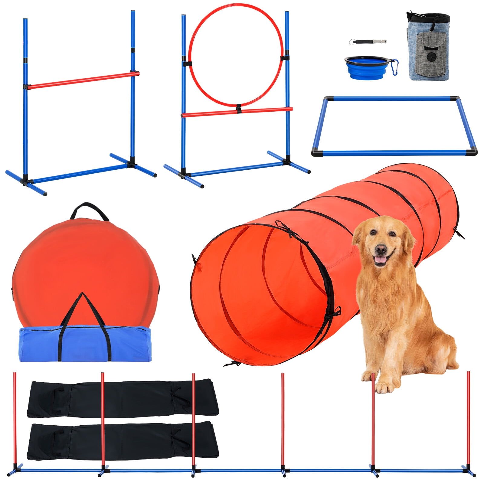 BHUIK Dog Agility Training Kit, Outdoor Obstacle Course with Hurdles ...
