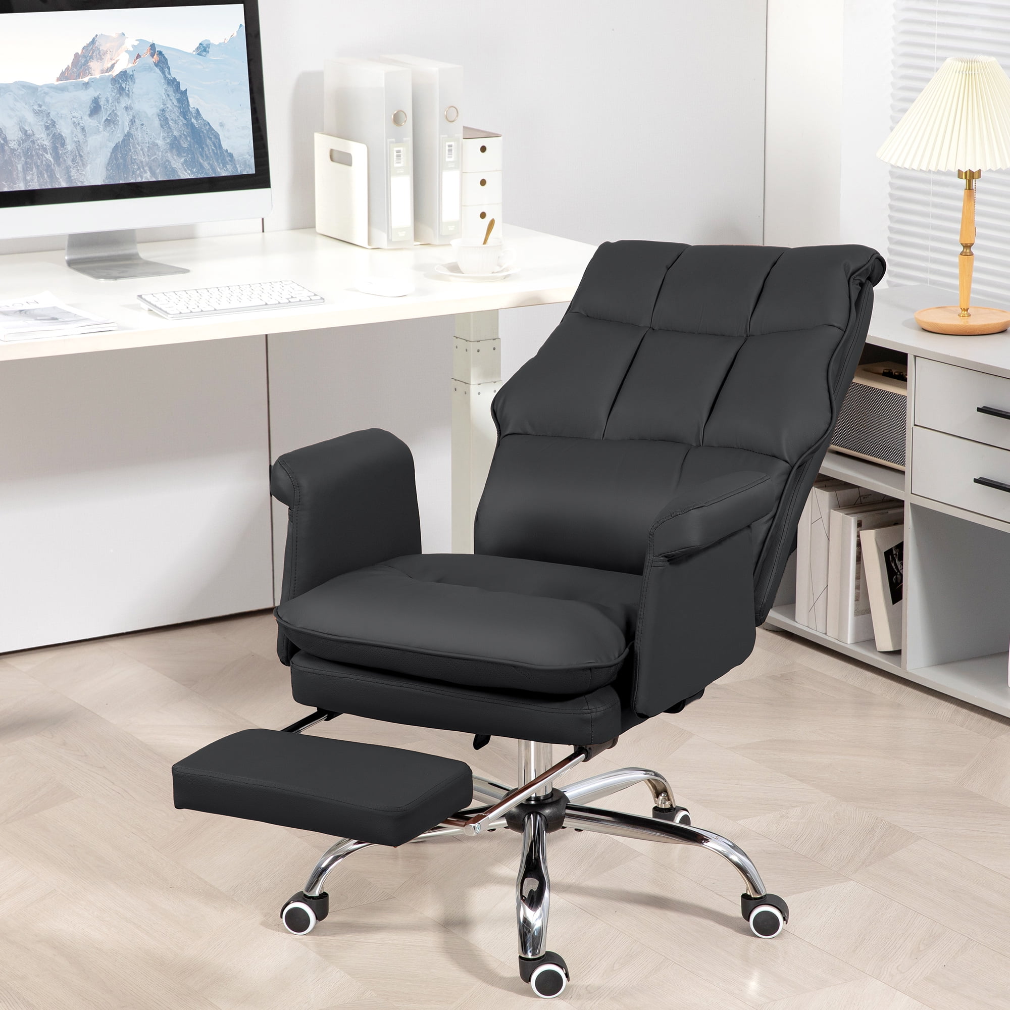 BHUIK Ergonomic Executive Office Chair with Footrest, PU Leather ...