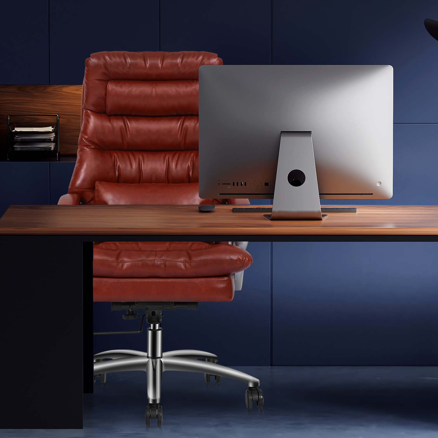 BHUIK Leather Ergonomic Executive Chair with Cushion and Clear Floor ...