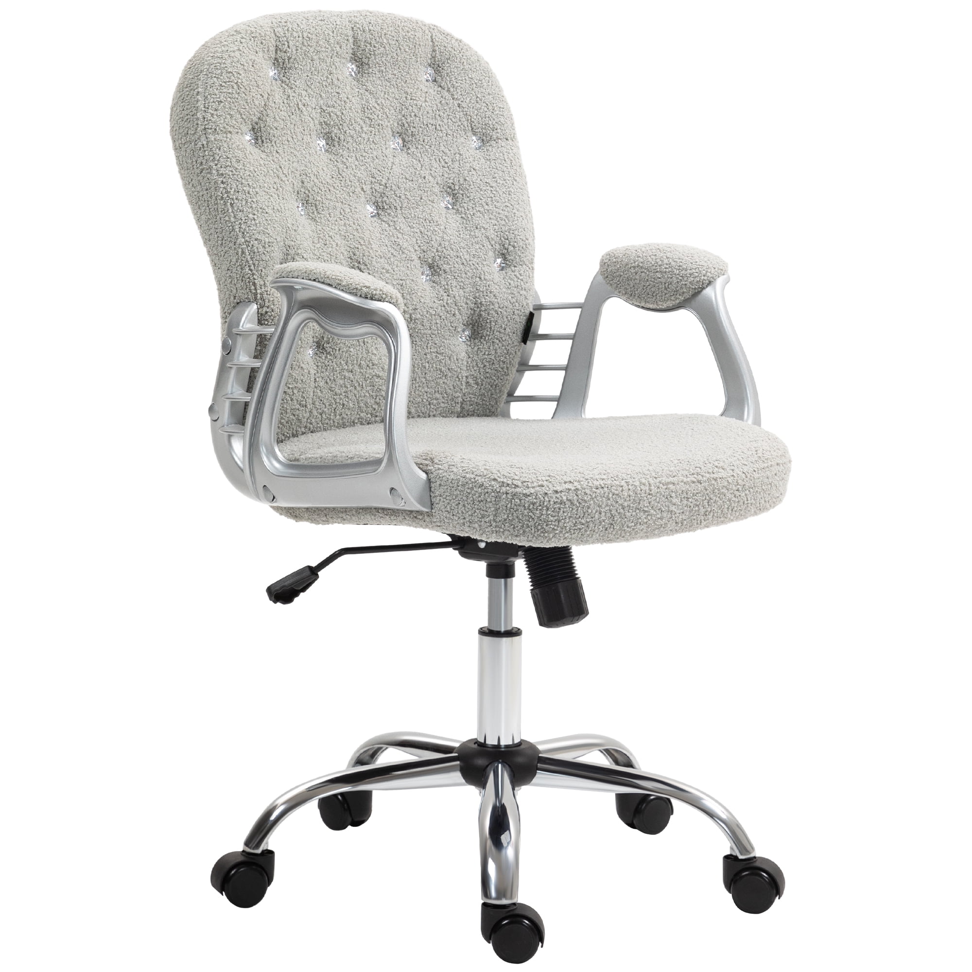 BHUIK Office Chair with Tufted Backrest, Teddy Fleece Swivel Task Chair ...