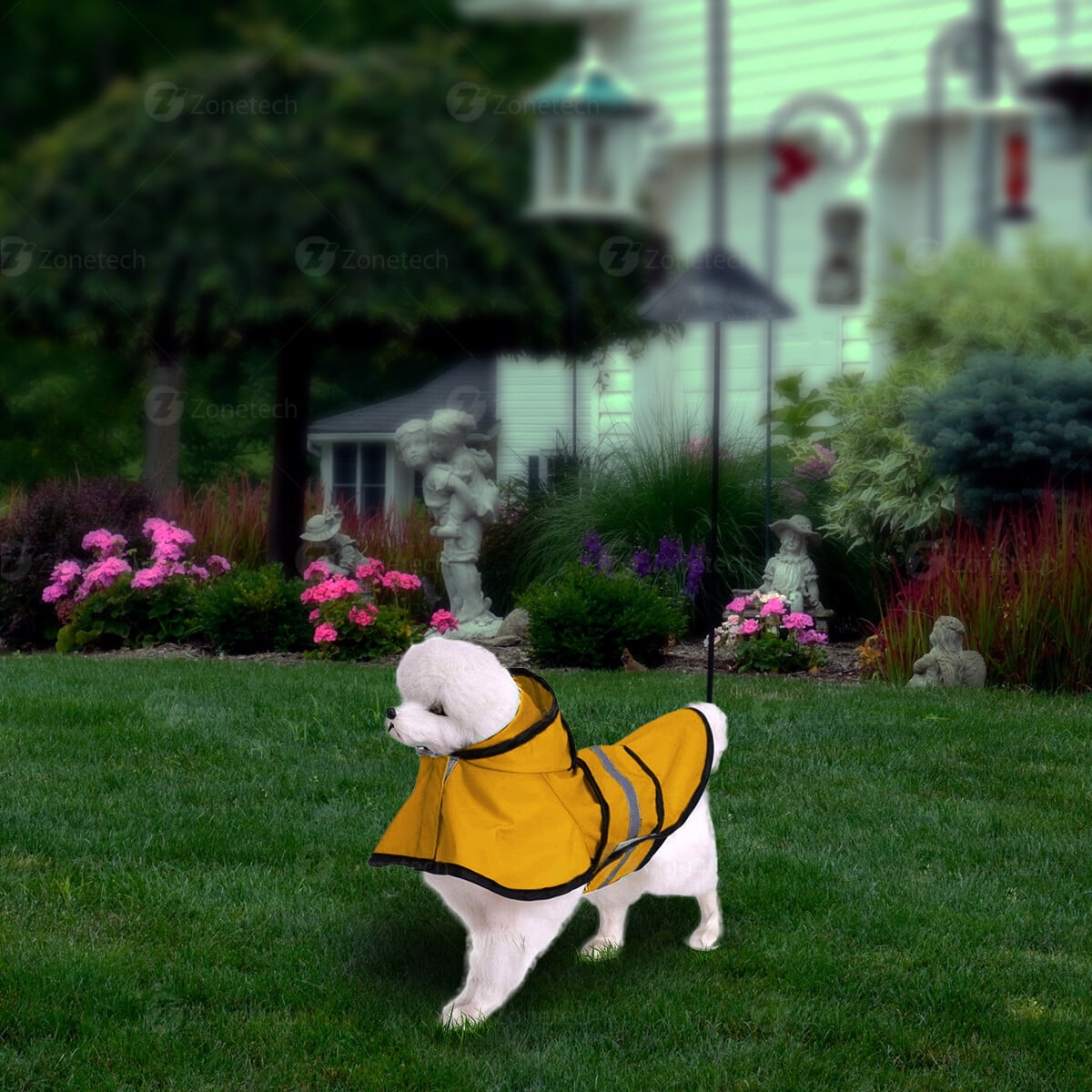 BHUIK Rainy Days Slicker - Yellow Dog Rain Jacket With Hood, Reflective ...