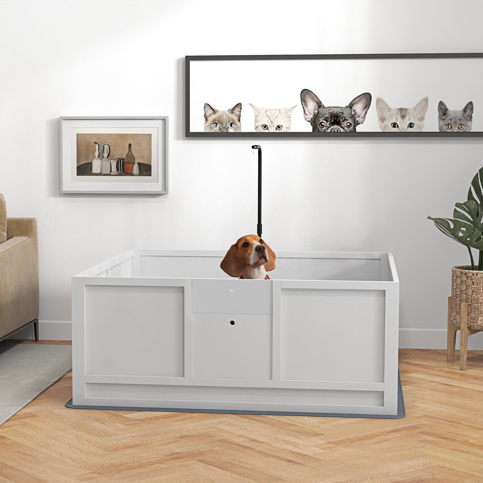 BHUIK Whelping Box for Dogs with Removable Pee Pad and Pig Rail ...