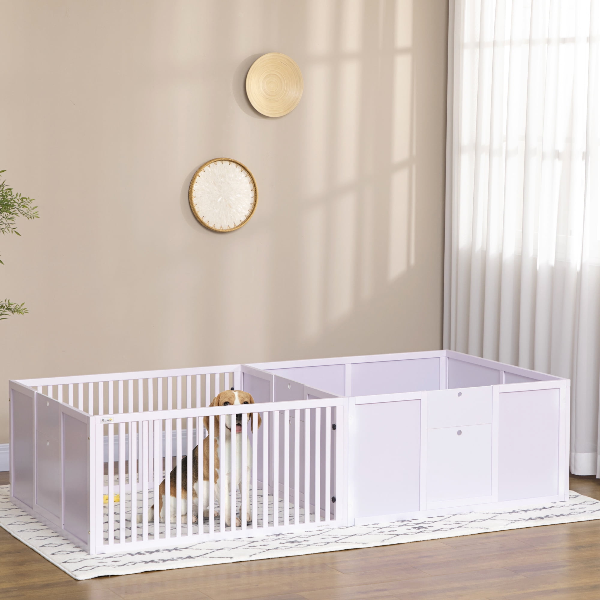 BHUIK Wooden Whelping Box for Dogs with 2-Room Design, Removable Door ...