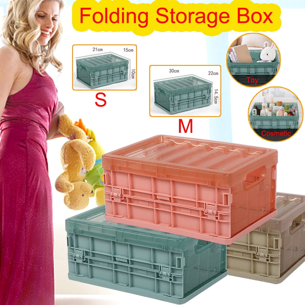 BHXYSGD Collapsible Storage Bin with Lid - Foldable Plastic Box for ...