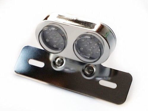 BHYShop Motorcycle Dual Round LED Tail Brake Light License Plate Holder ...
