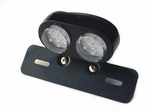 BHYShop Motorcycle Dual Round LED Tail Brake Light License Plate Holder ...