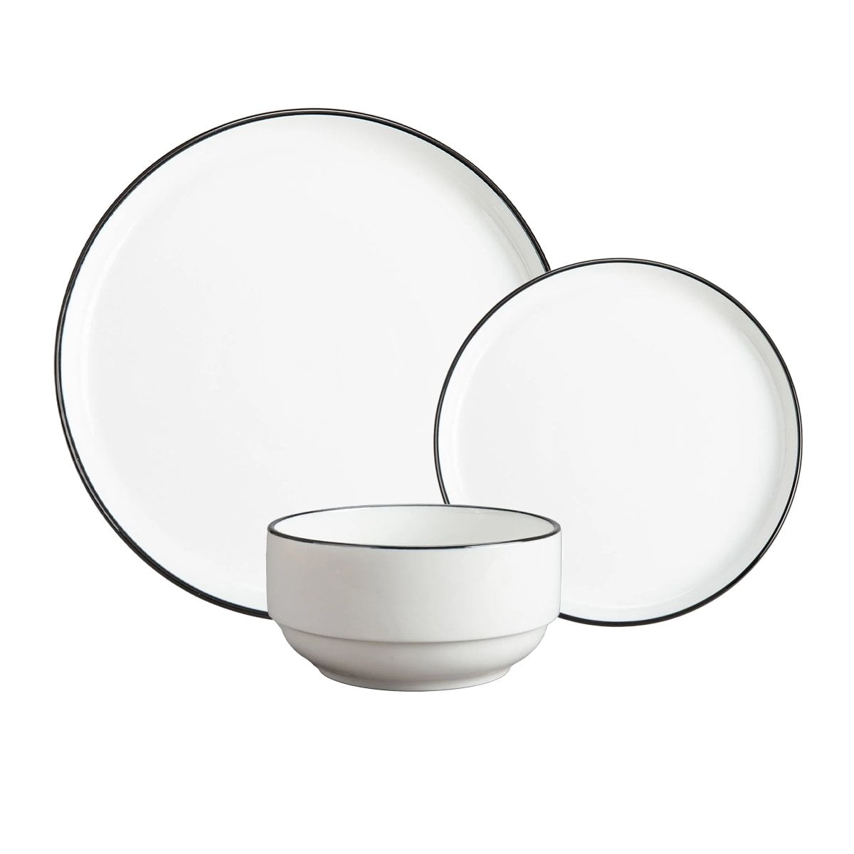 BIA Cordon Bleu Dinnerware Set, 12-Piece, Stackable Porcelain, Black ...