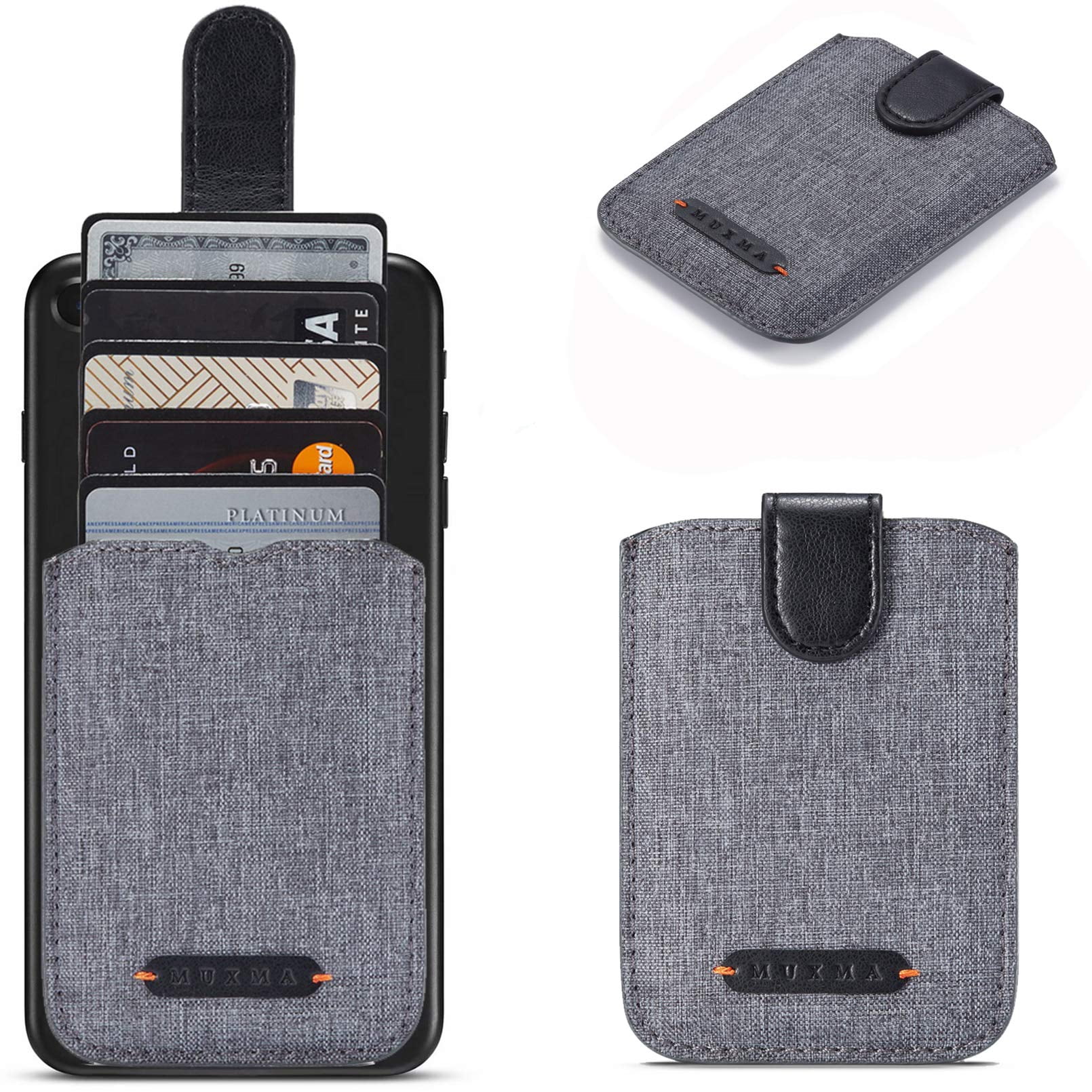 BIAJIYA Card Holder for Back of Phone RFID 5 Pull Credit Card Cash Cell ...