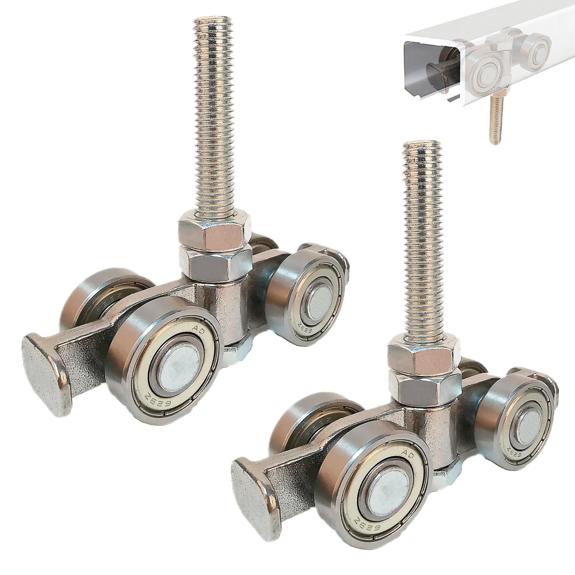 BIAXJUNY 2PCS 4 Wheel Rolley Assembly，Silent Rollers Wheel for 1-5/8 ...