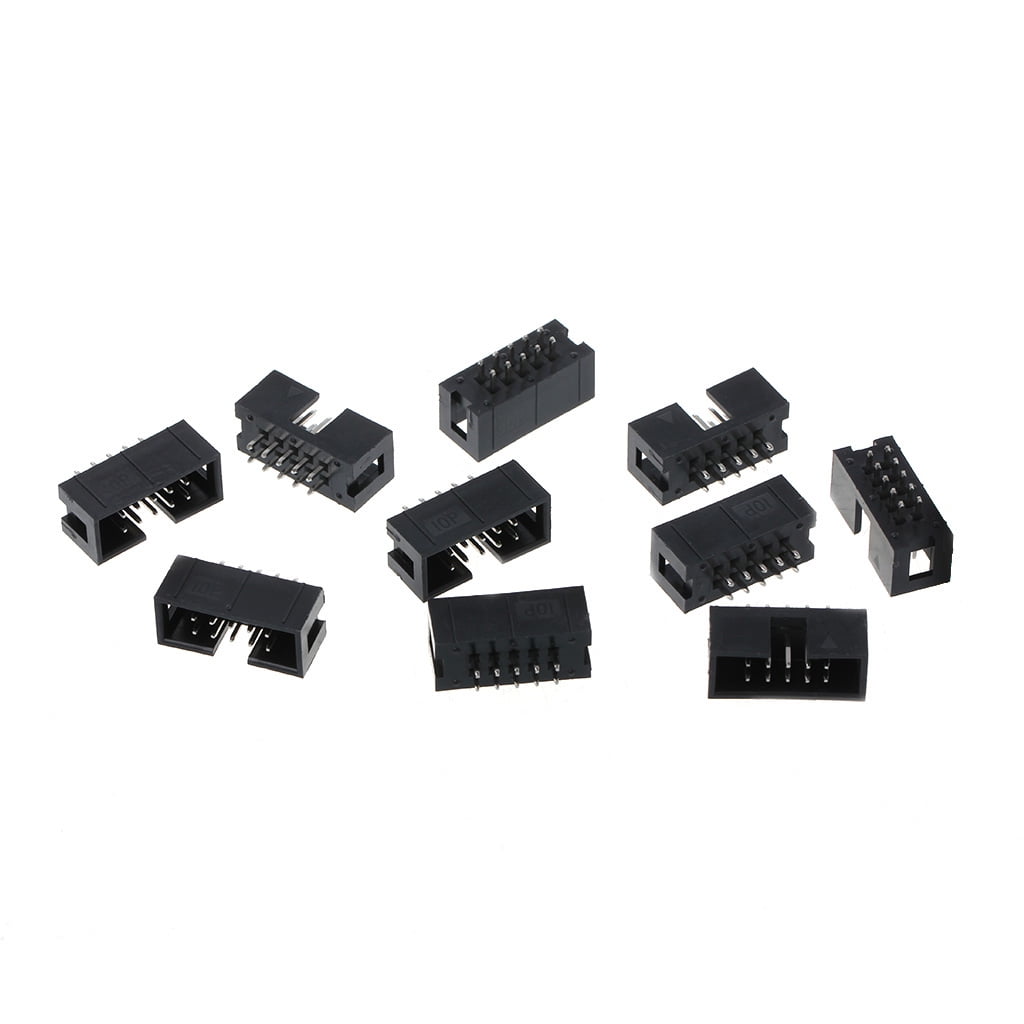 BIBABLYKE 10 Pcs DC3 10 Pin 2x5 Pin Double Row 2.54mm Straight Pin Male IDC Box for - Walmart.com