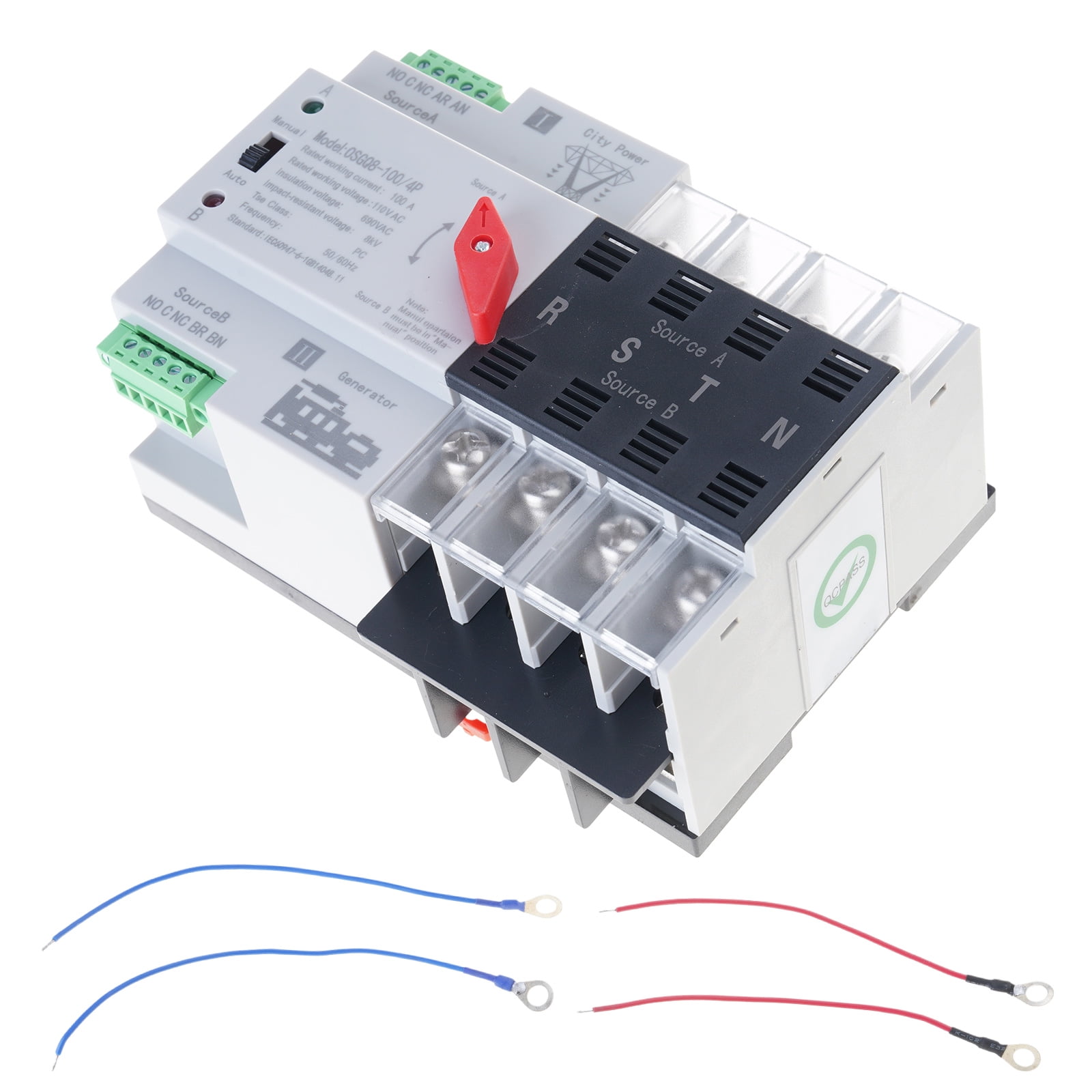 BIBABLYKE 100A 4Pole Double Power Automatic Transfer Switches Din Rail ...