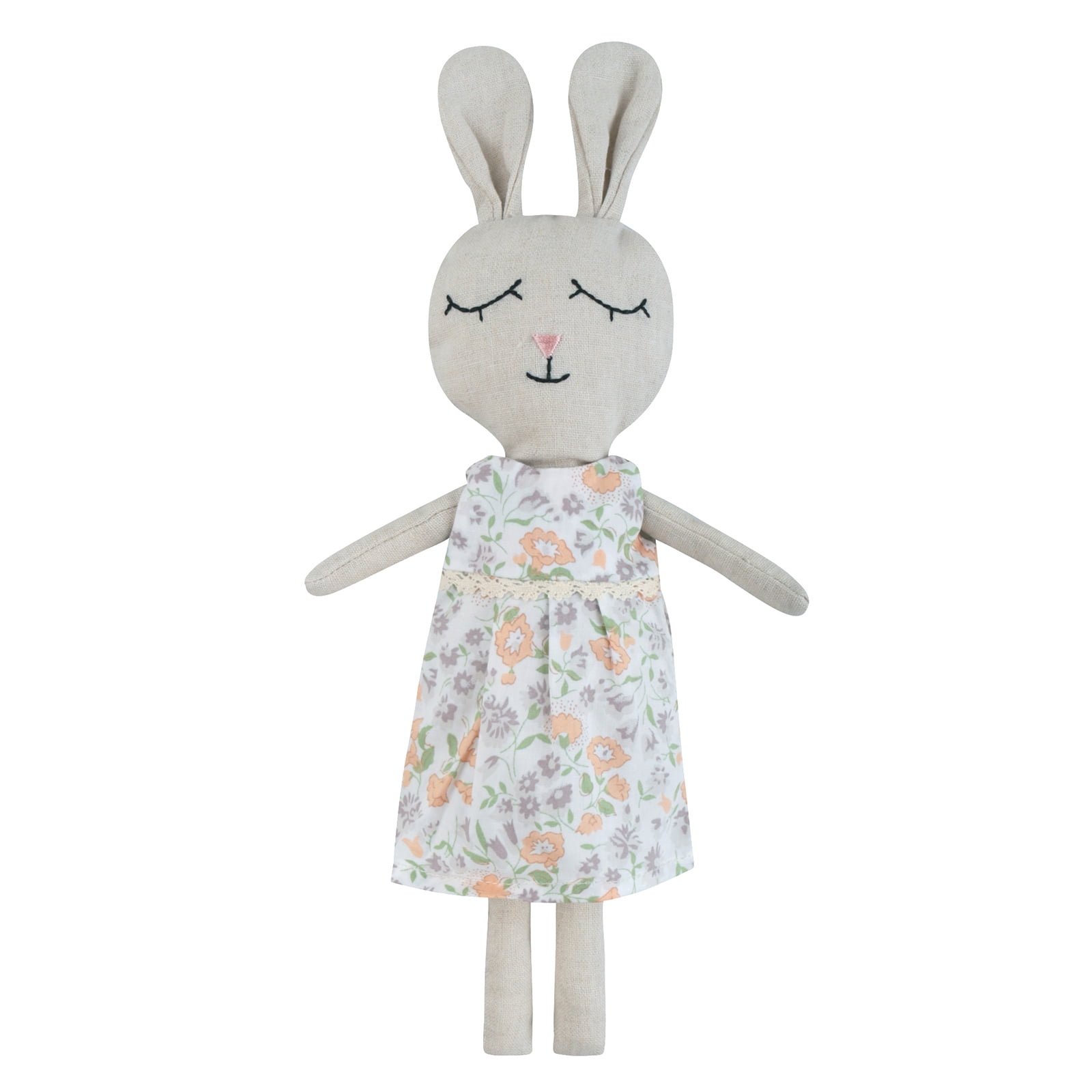 BIBABLYKE 10inch Lovely Stuffed Rabbit Toy Floral Dress Clothes Dress ...