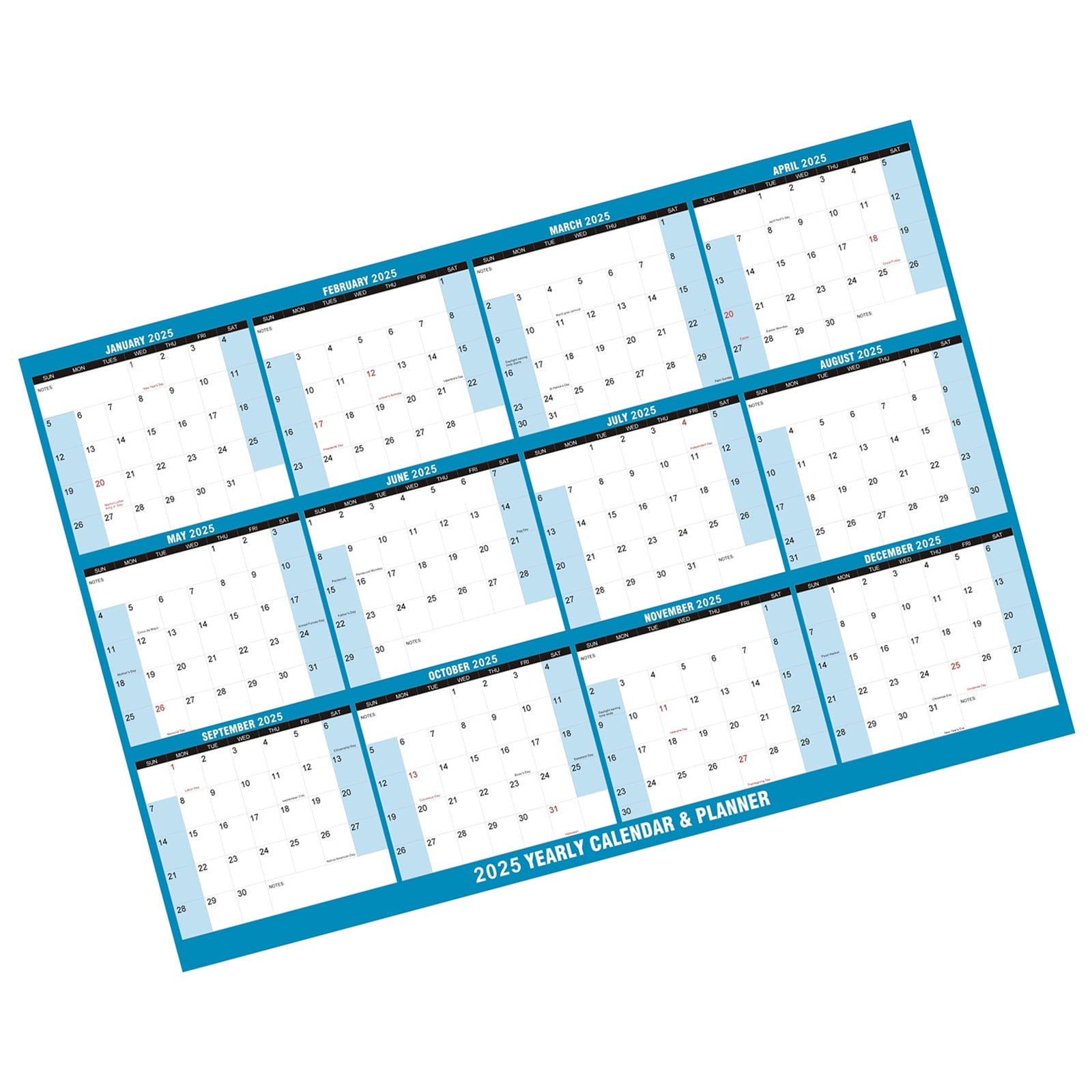BIBABLYKE 2025 Full Year Calendar Wall Planner Erasable Yearly Planner ...