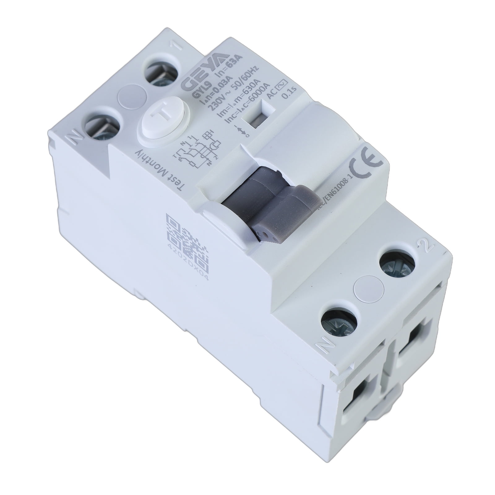 BIBABLYKE 2P 63A Residual Current Circuit Breaker 2 Poles Din Rail Earth Leakage Current Breaker ...