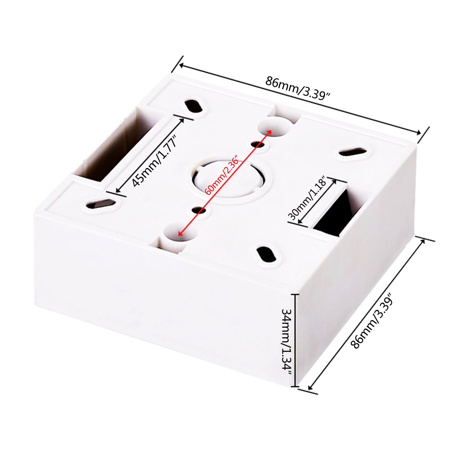 BIBABLYKE 86X86 PVC Thickening Junction Box Wall Mount Cassette For ...
