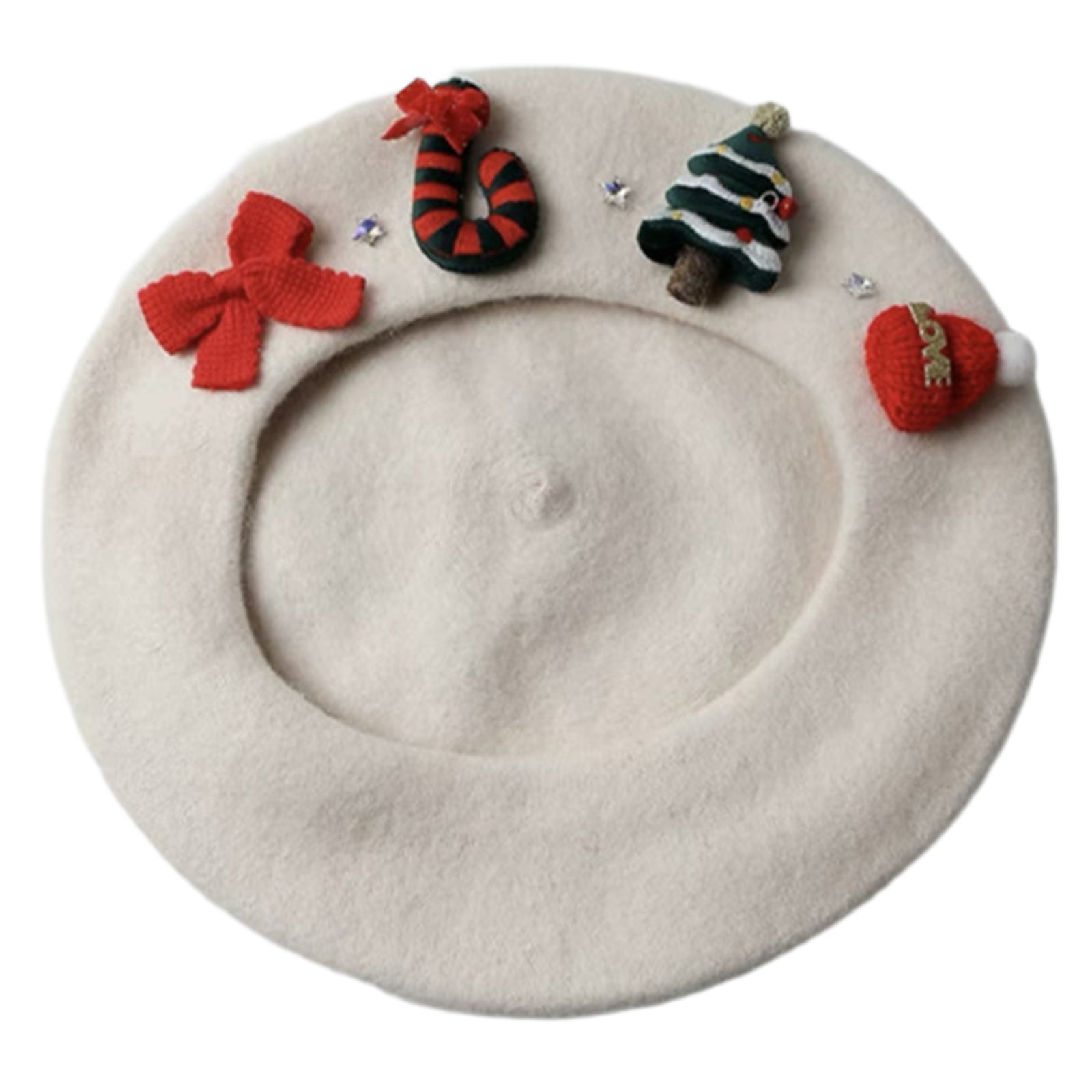 BIBABLYKE Beret Hat,Adult Christmas Theme Hat Girls Polyester French ...