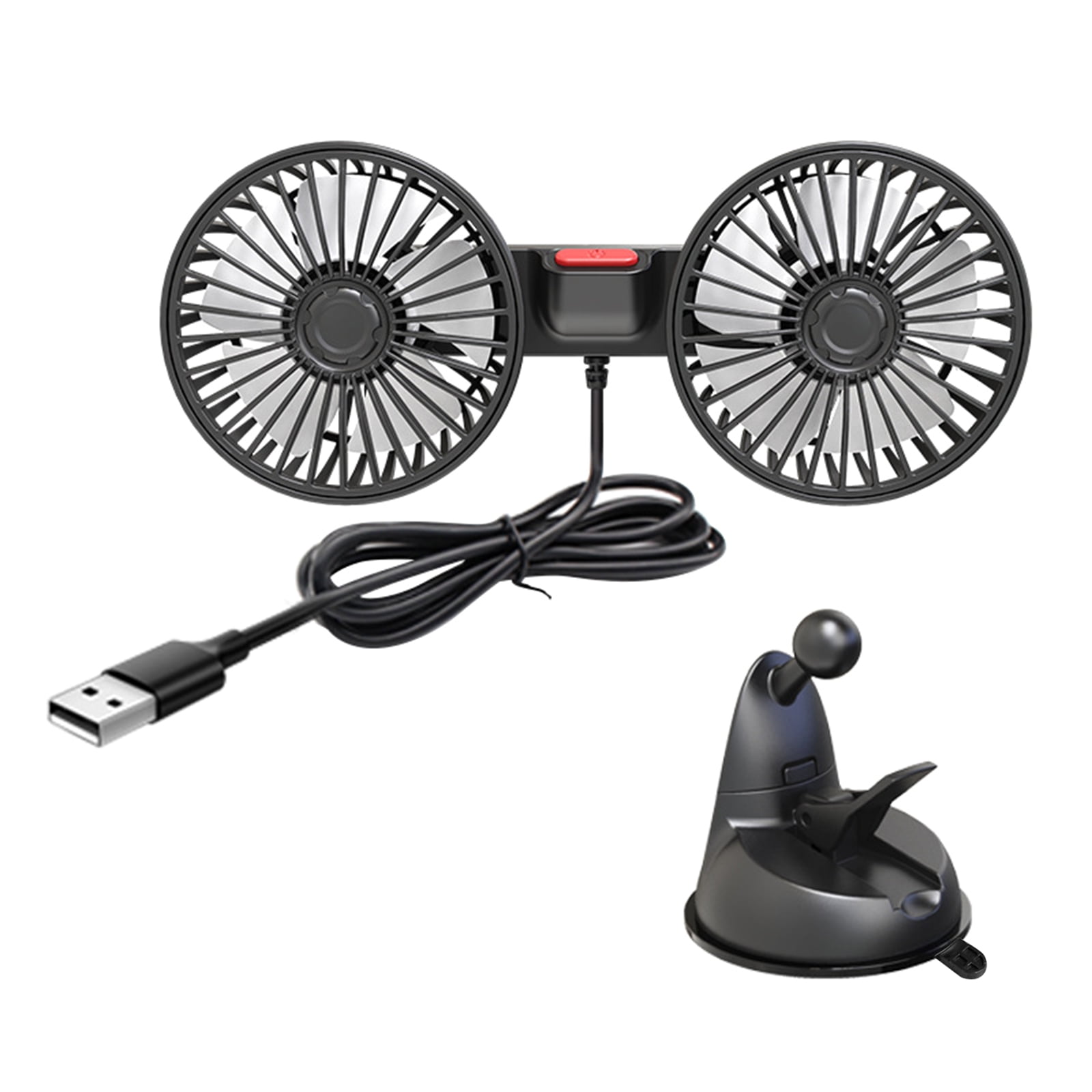 BIBABLYKE Car Head Fan 360° Rotation 3 Gear Adjustable Suction Cup ...