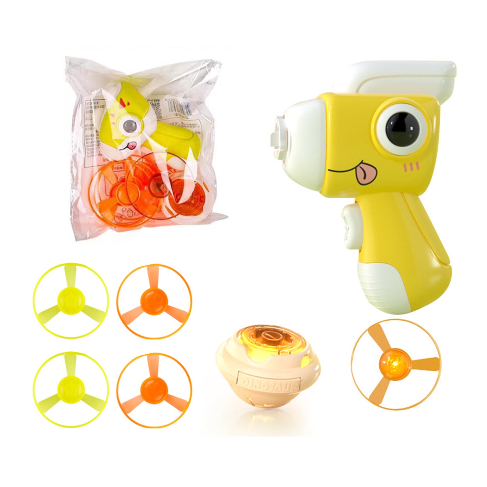 BIBABLYKE Children Saucer Launchers Outdoor Spinning Top Dinosaur Guns ...