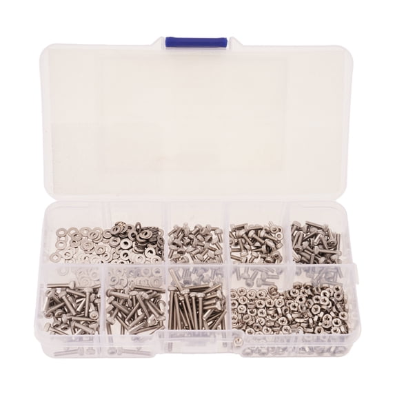 BIBABLYKE Complete Set of 660 Steel Screws Washers & Fasteners 2mm ...