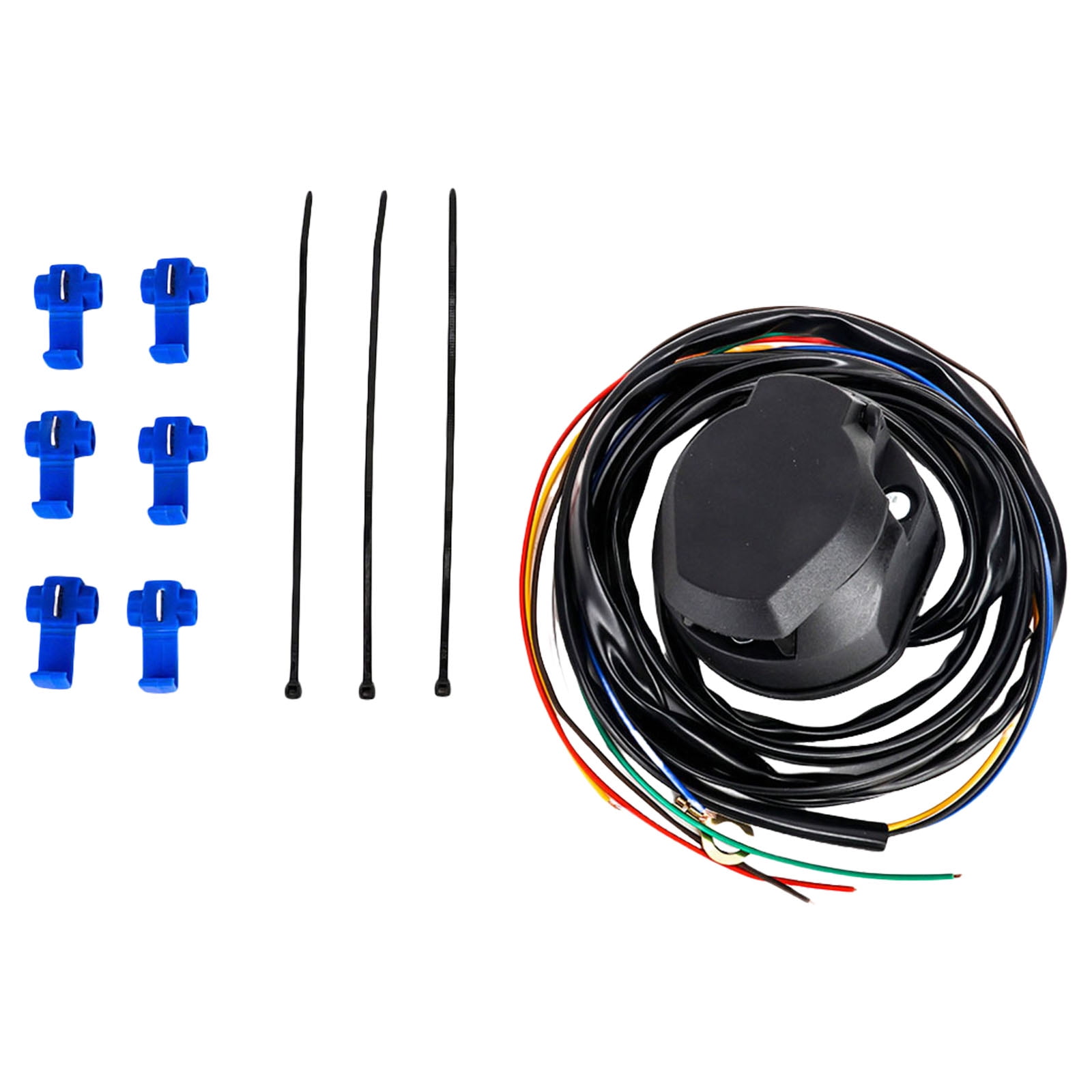 BIBABLYKE Enhanced 7 Pin Trailer Light Plug Socket Adapter Cable Wiring ...