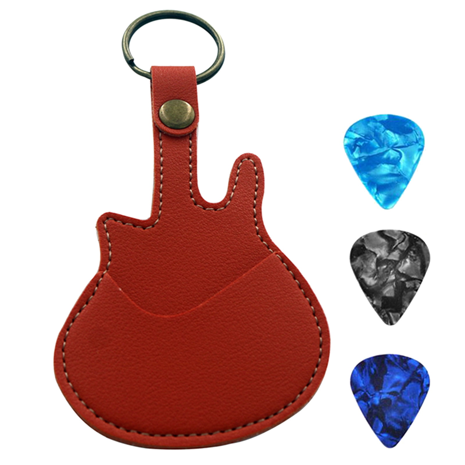 BIBABLYKE Guitar Picks Holder Case with 3 Picks, PU Leather Picks Bag ...