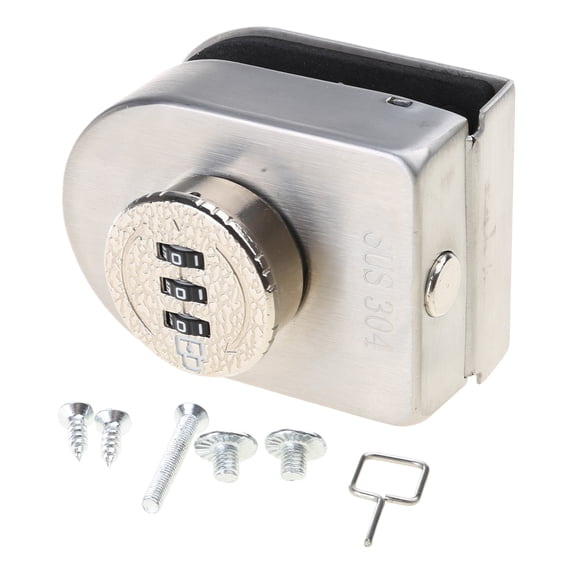 BIBABLYKE No Drill Glass Door Passwords Lock Frameless Push Sliding ...