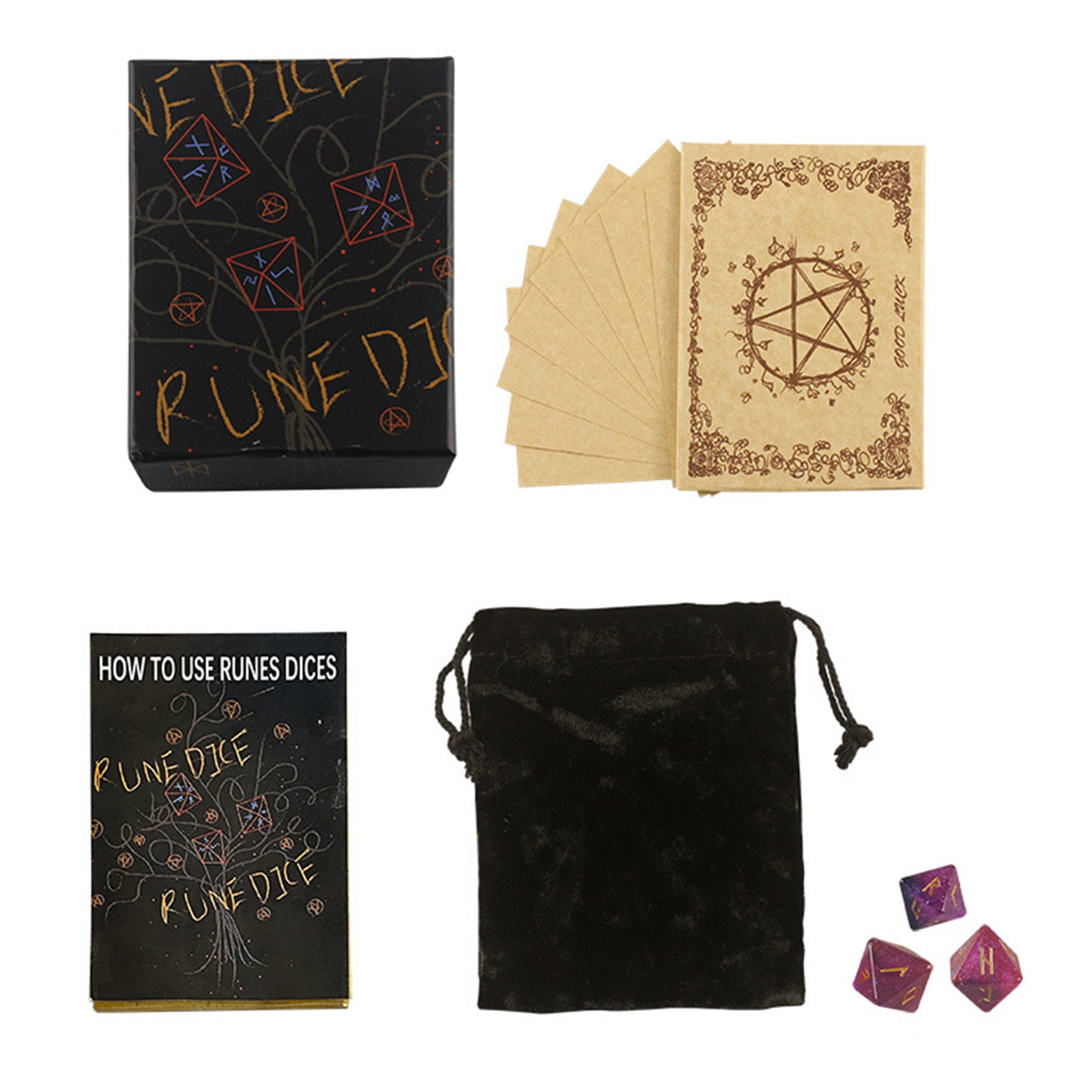 BIBABLYKE Resin Rune Dices Set Polyhedral Dices Multi-Sided Rune Dices ...
