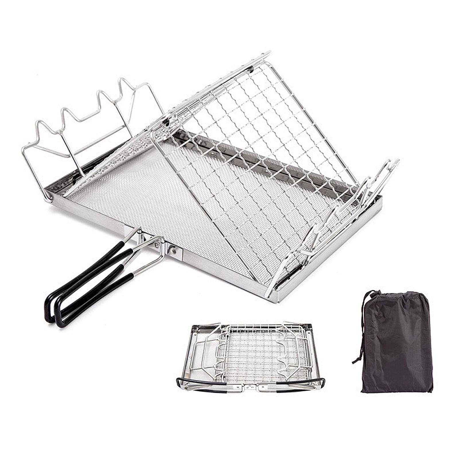 BIBABLYKE Stainless Steel Camping Grill Rack Foldable BBQ Grill Grates ...